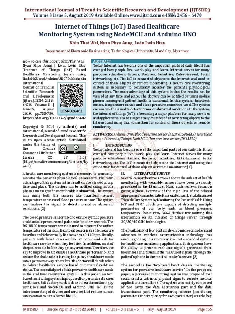 Internet of Things IoT Based Healthcare Monitoring System Using NodeMCU ...