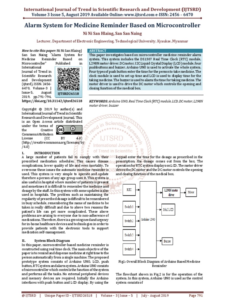 Alarm System For Medicine Reminder Based On Microcontroller | PDF ...