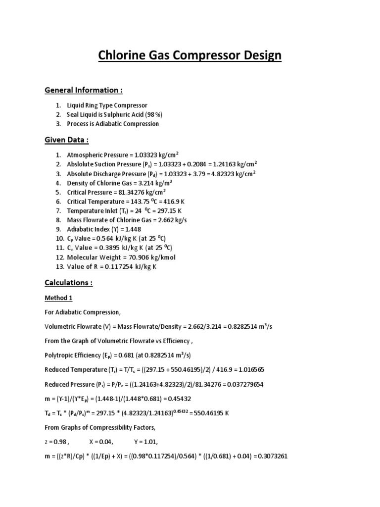 Chlorine Gas Compressor Design | PDF