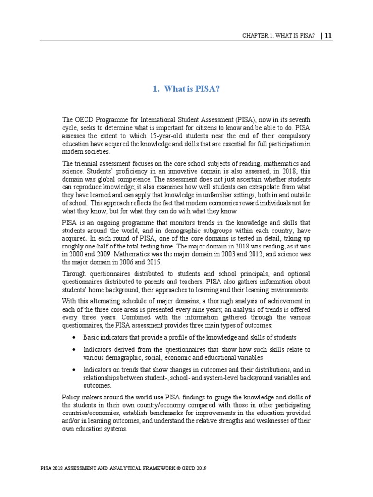 Chapter 1. What Is Pisa? | PDF | Programme For International Student ...
