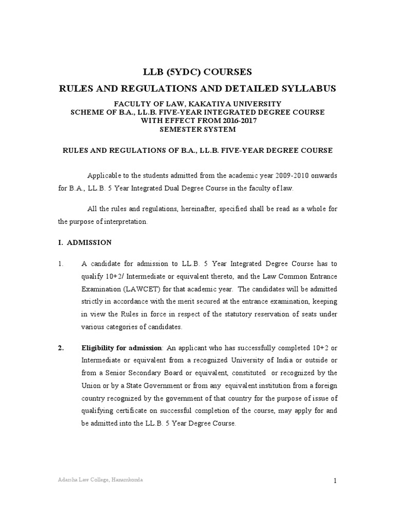 LLB 5 YDC Syllabus | PDF | Legal Education | High Court Of Australia