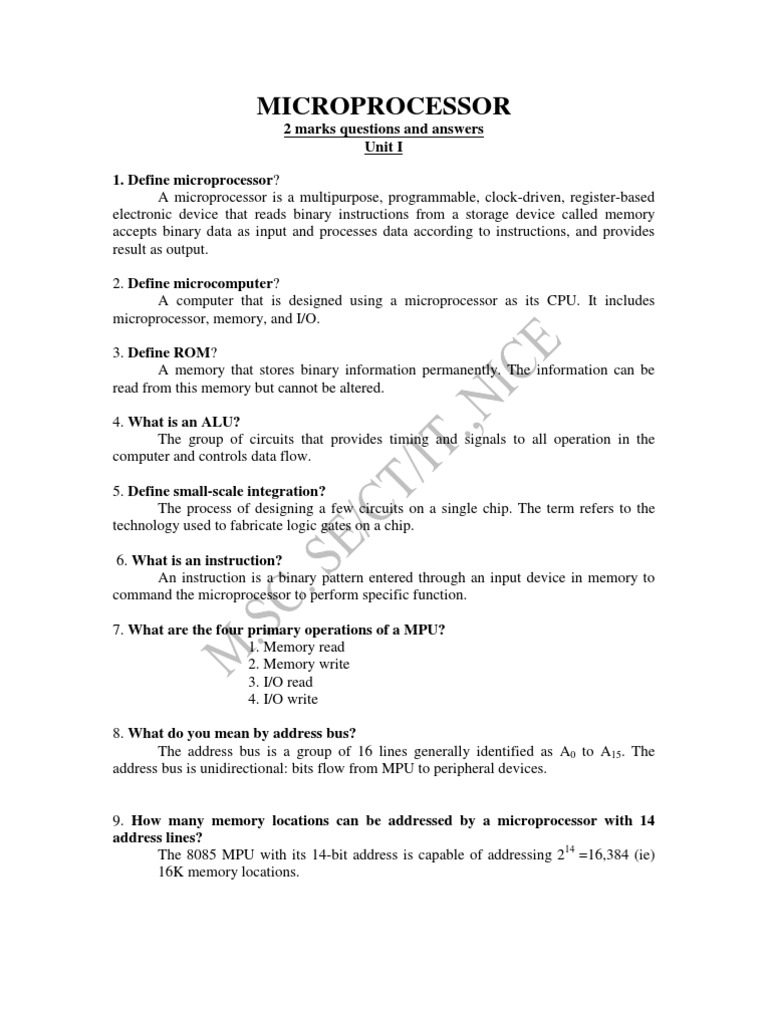 Microprocessors | PDF | Input/Output | Central Processing Unit