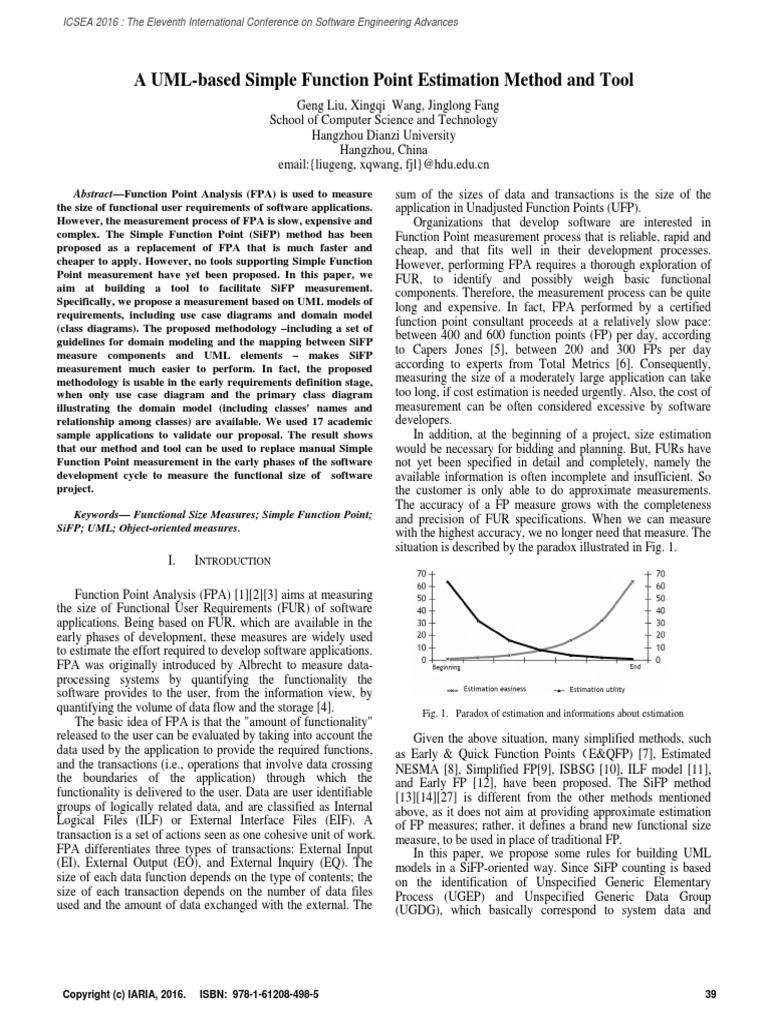 A UML-based Simple Function Point Estimation Method and Tool | PDF ...