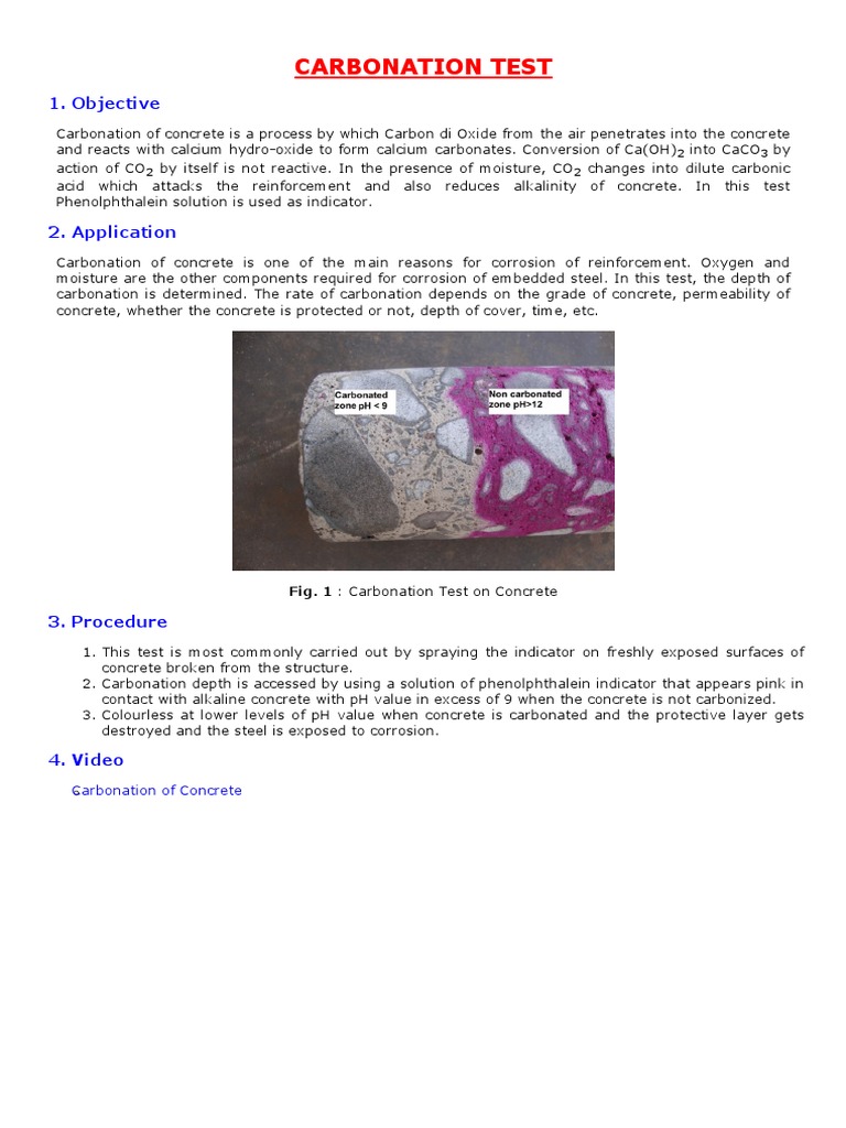 Carbonation Test: 1. Objective | PDF