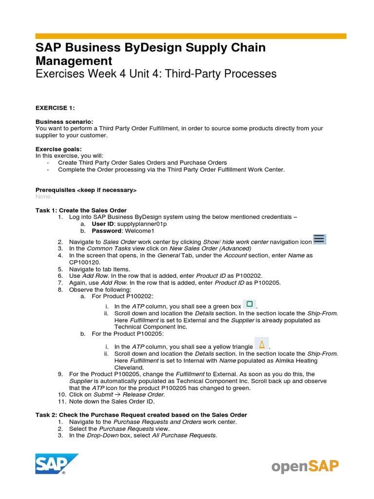 OpenSAP Byd4 Week 04 Unit 04 TPPROX Additional Exercise | PDF | Icon (Computing) | Information ...