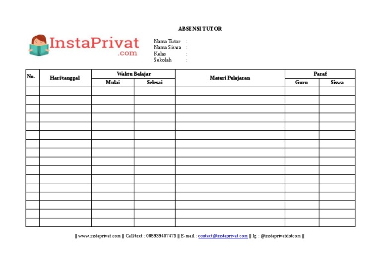Absensi Tutor InstaPrivat | PDF
