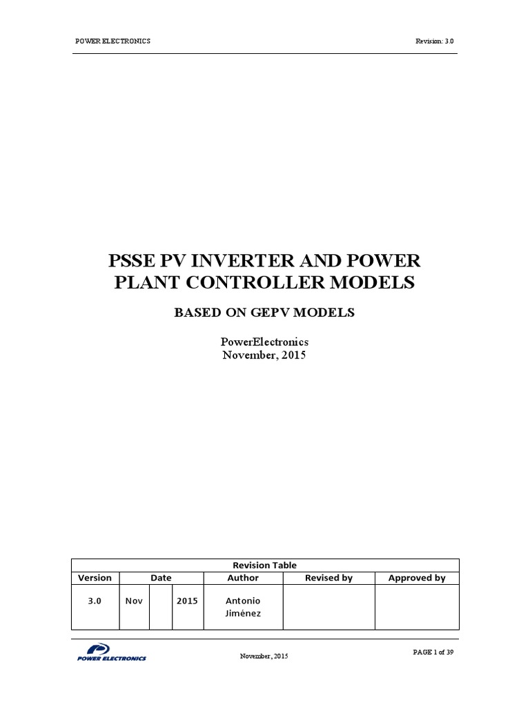 Psse PV | Download Free PDF | Power Electronics | Power Inverter