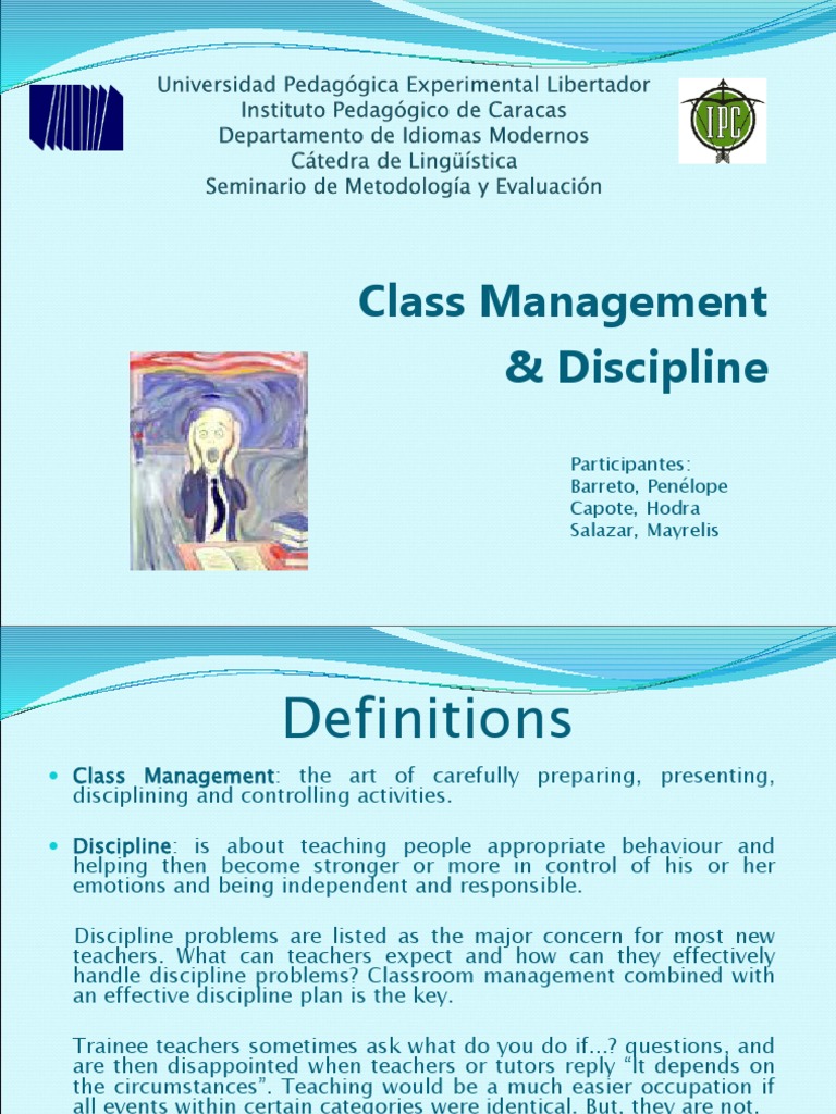 Class Management & Discipline: Participantes: Barreto, Penélope Capote ...
