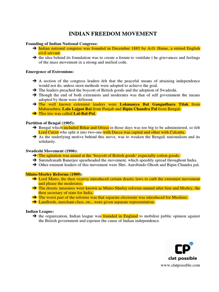 Indian Freedom Movement | PDF | Partition Of India | Indian ...