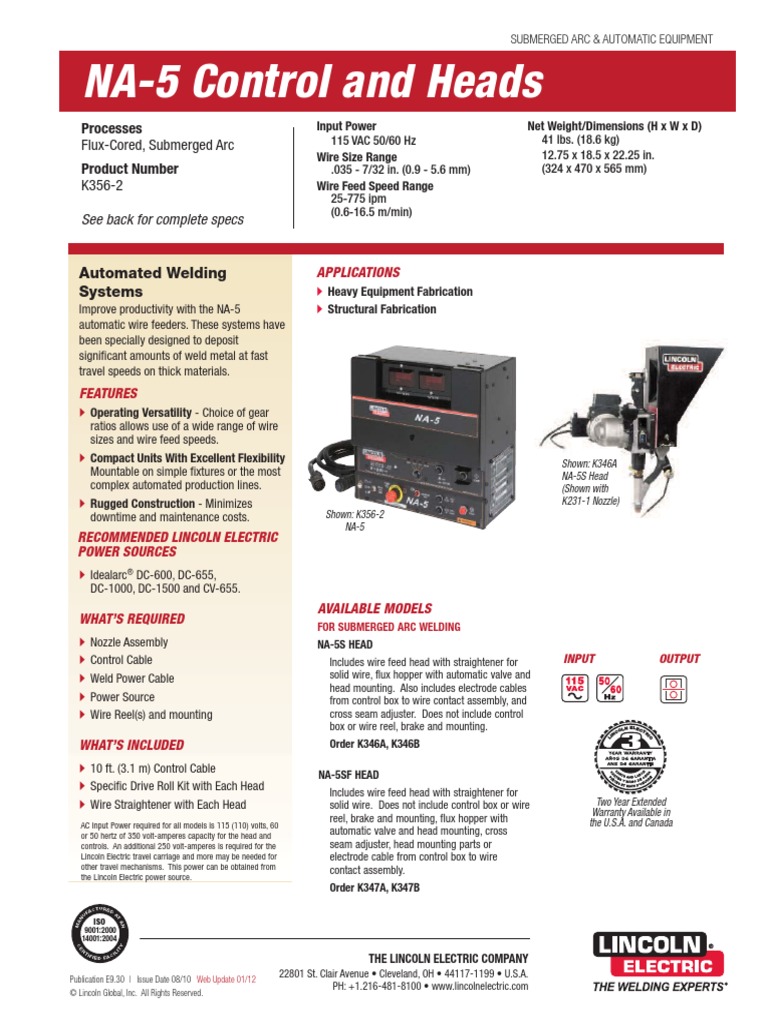 NA-5 Control and Heads: Flux-Cored, Submerged Arc K356-2 | Download ...