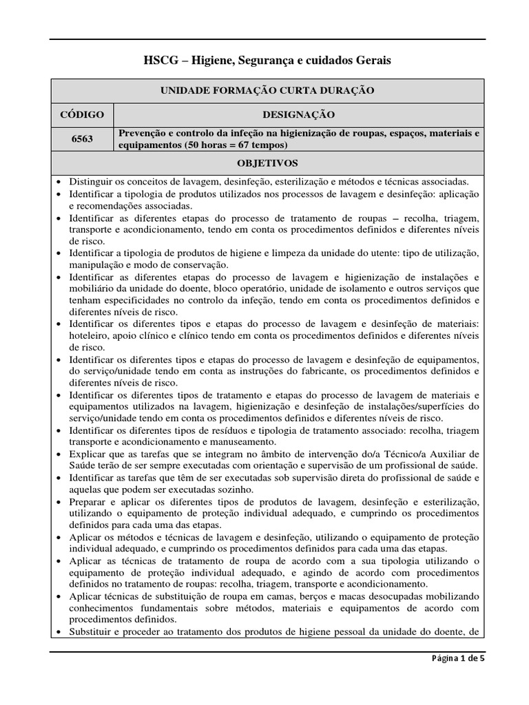 Conteúdos UFCD 6563 | PDF | Desinfetante | Desperdício