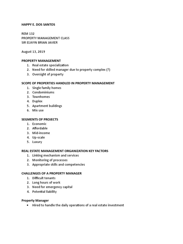 Property Management | PDF | Property Management | Leasehold Estate