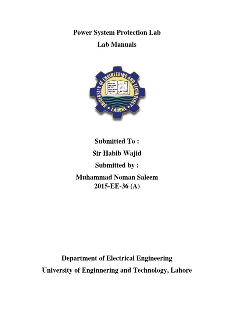 Power System Protection Lab Pdf