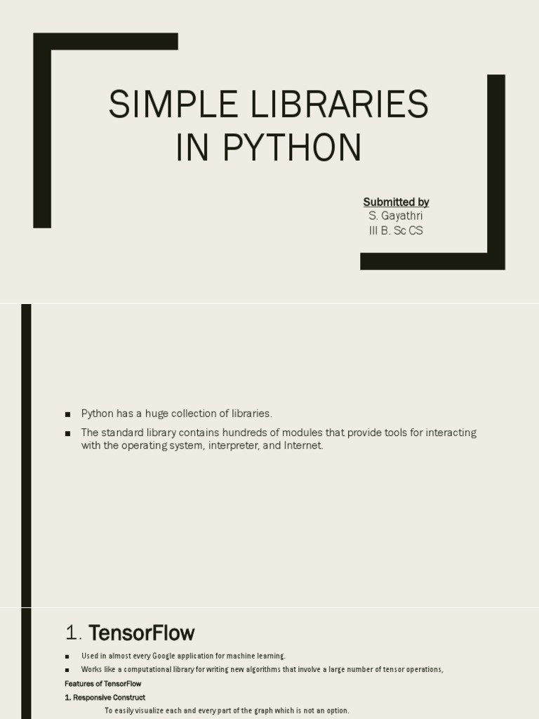 Simple Libraries in Python | PDF | Machine Learning | Artificial Neural ...