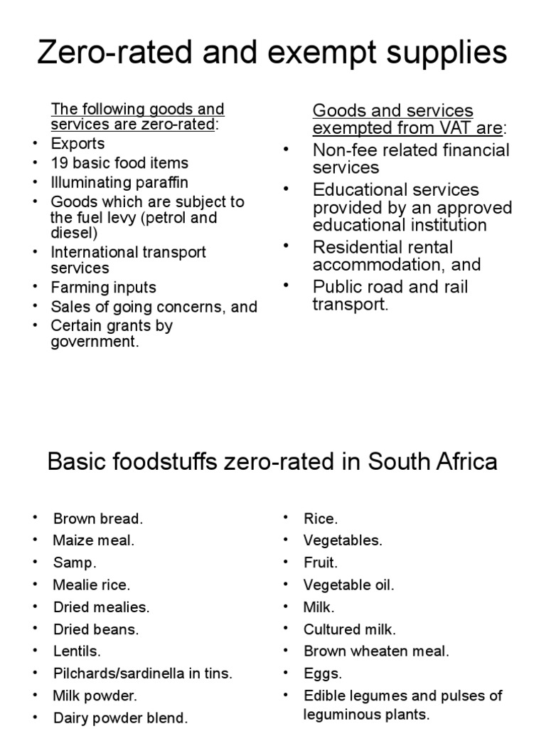 Zero-Rated and Exempt Supplies | PDF