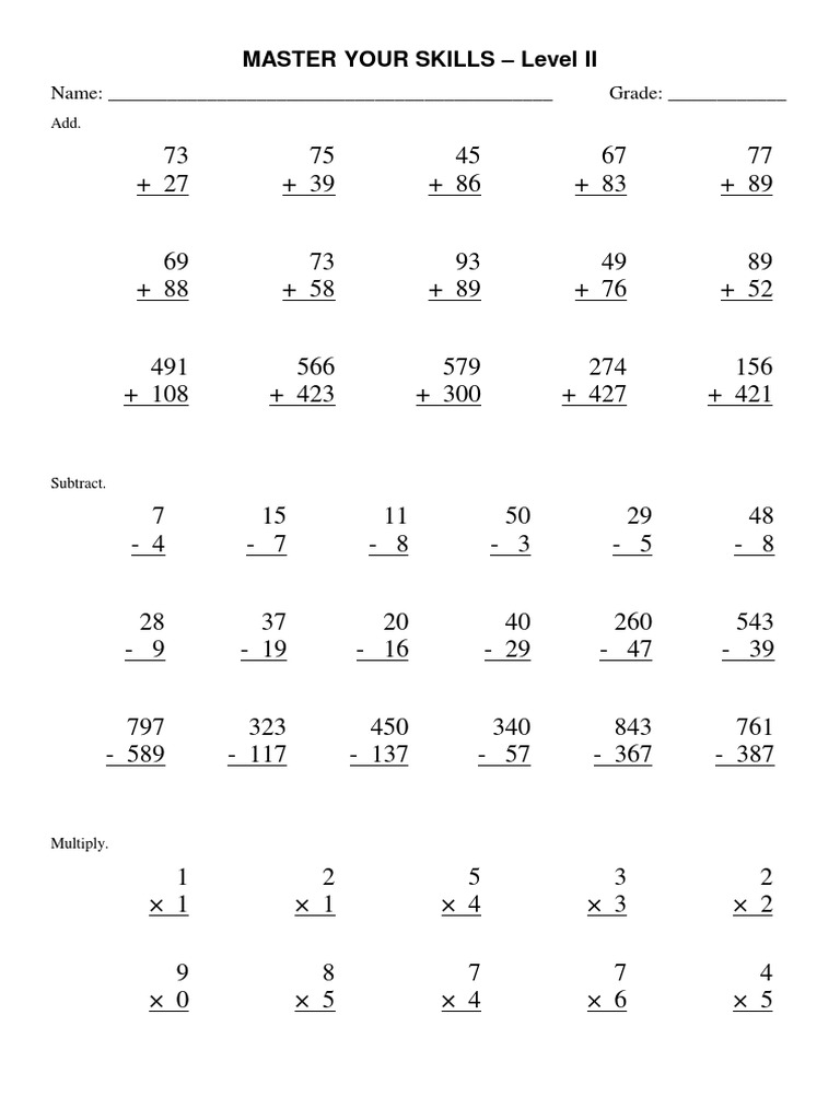 Master Your Skills - Level II: Name: - Grade | PDF