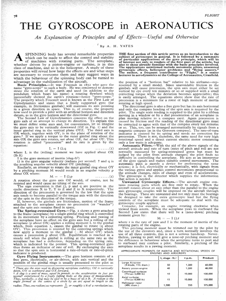 The Gyroscope in Aeronautics: An Explanation of Principles and of ...