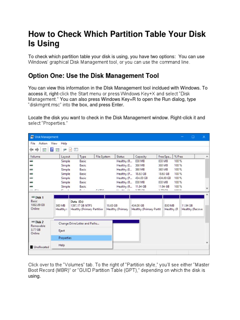 How To Check If Youre Disk Uses Mbr Or Gpt Partition Style Pdf Hard Disk Drive Computer