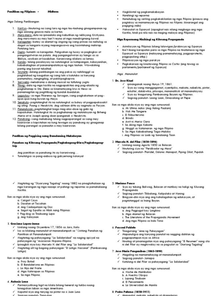 Reviewer Panitikan NG Pilipinas Prefinals | PDF