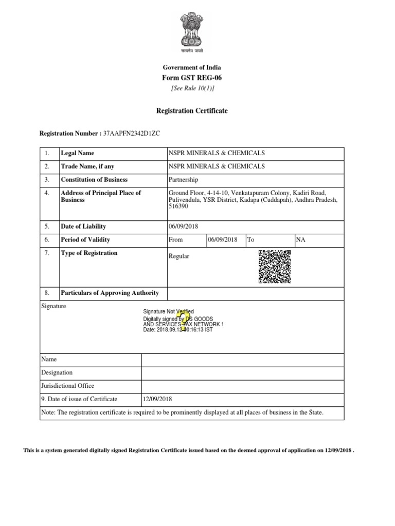 NSPR GST Certificate | Download Free PDF | Justice | Crime & Violence