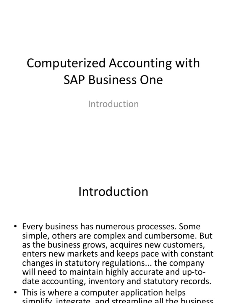 Computerized Accounting With SAP Business One | PDF | Sap Se | Automation