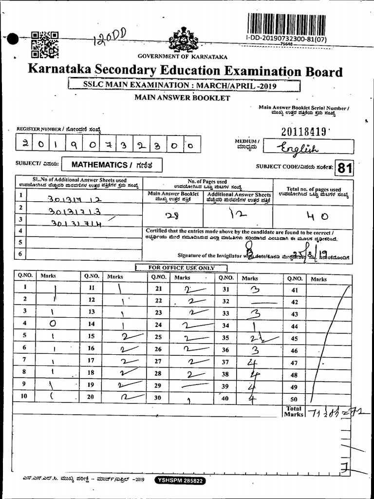 SSLC Answer Paper | PDF