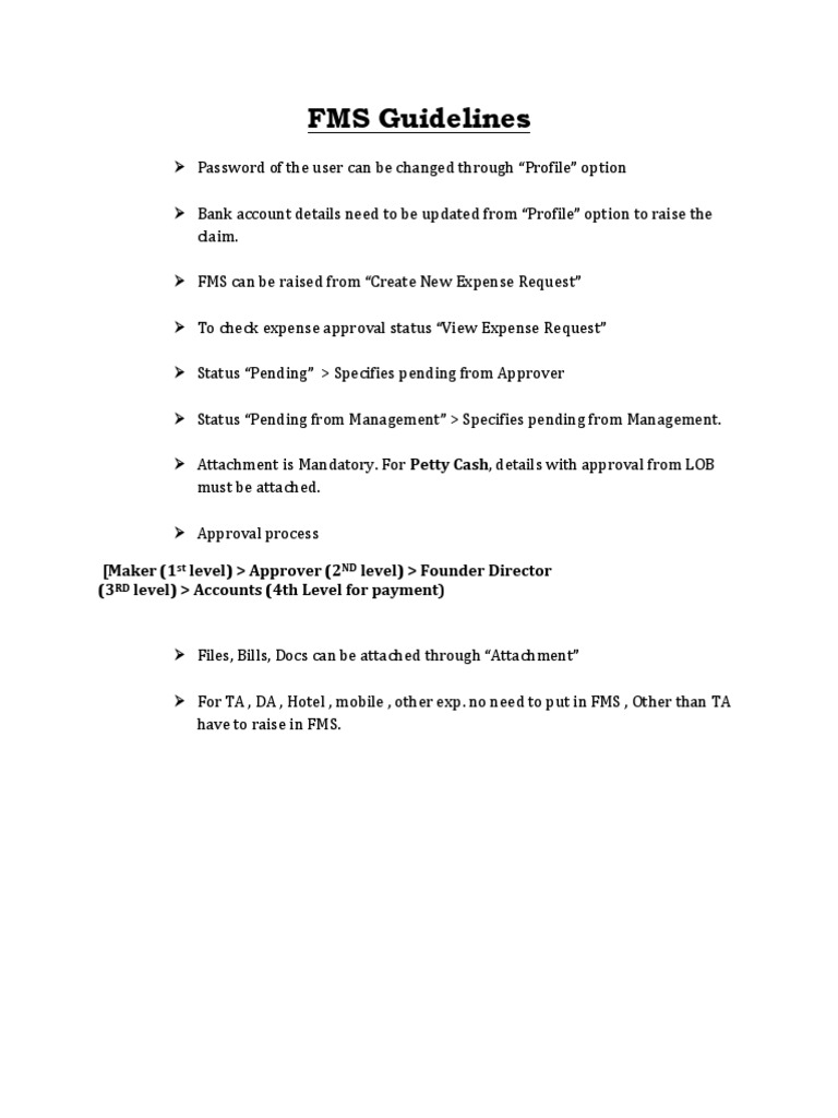 FMS Guidelines for Expense Management | PDF