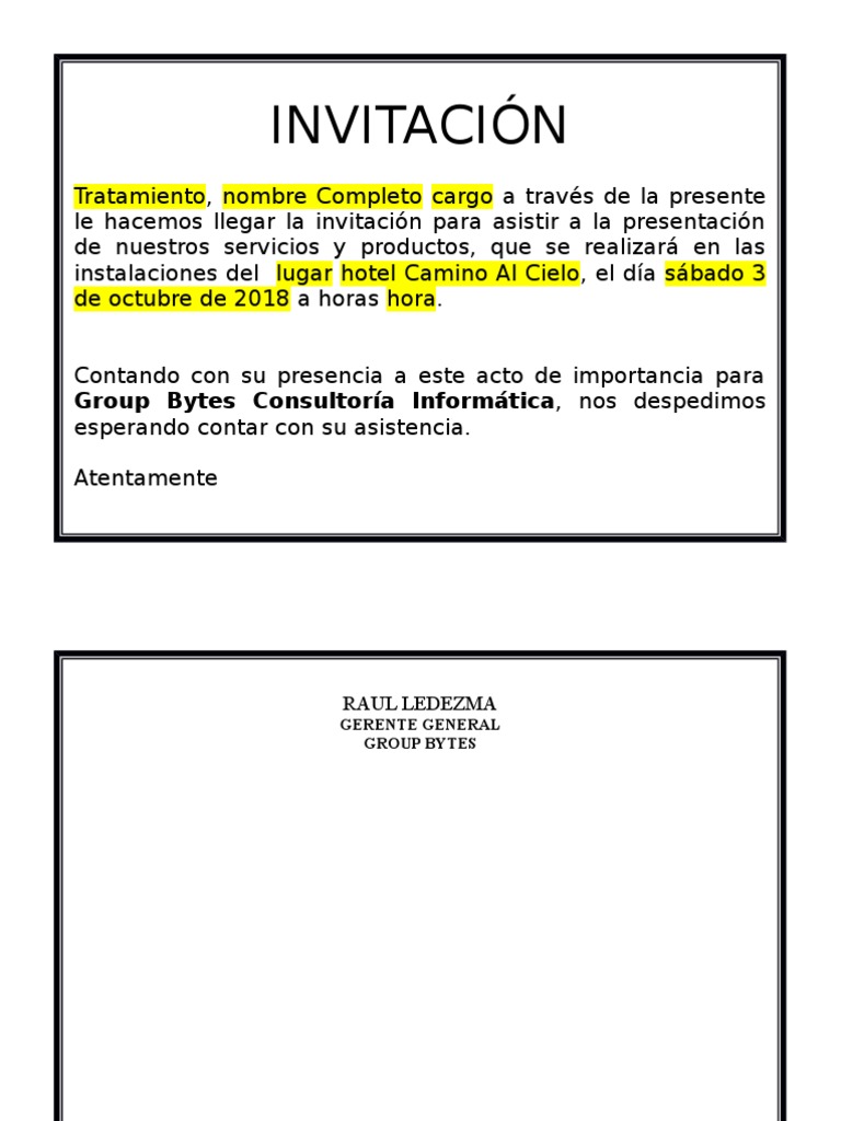 01 Formato Invitacion A Evento 1 | PDF