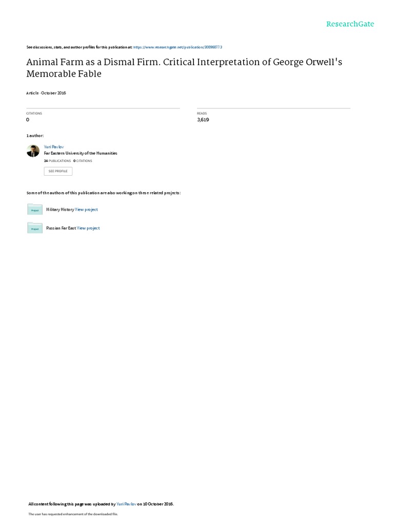 Animal Farm Article | PDF | Power (Social And Political) | Leadership