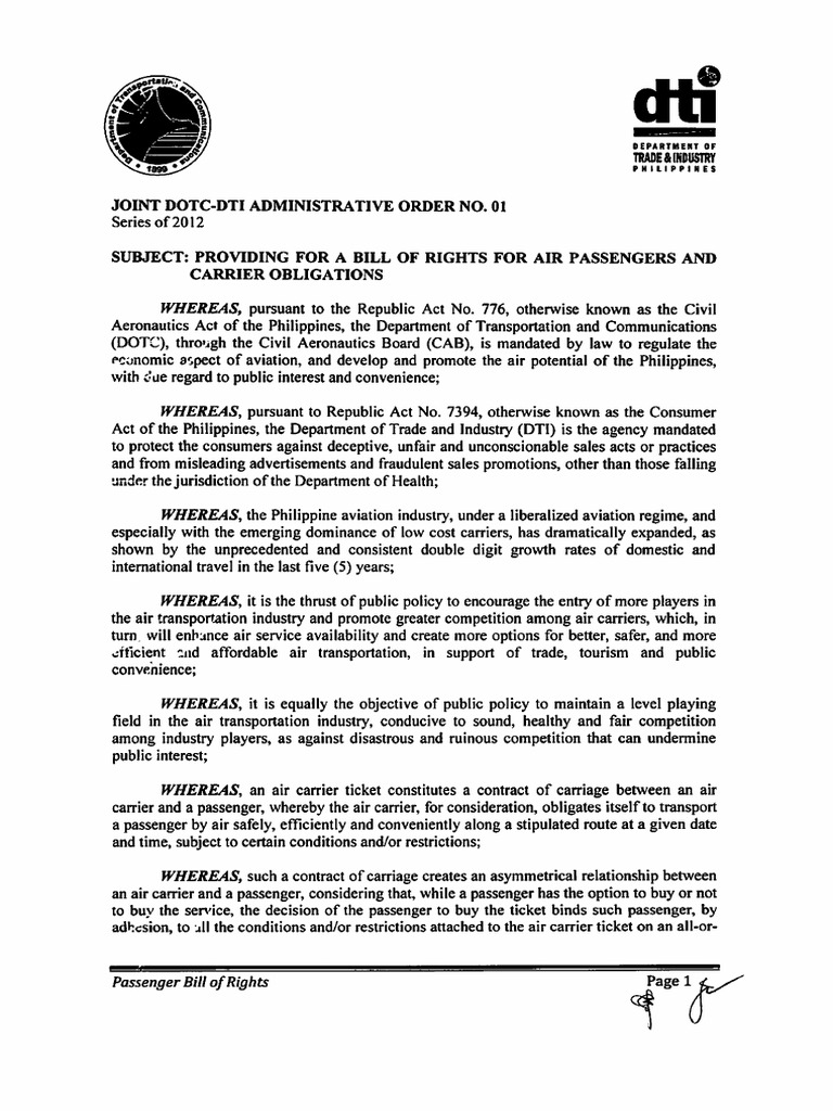 Passenger Bill of Rights | Download Free PDF | Airlines | Airport