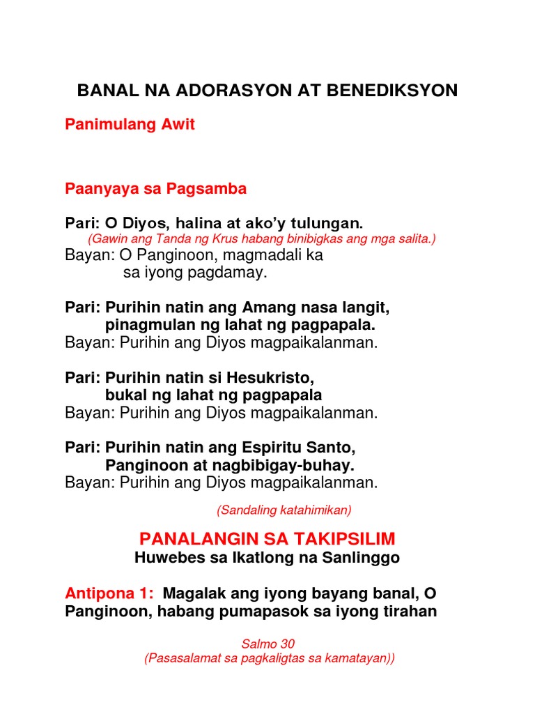 Banal Na Adorasyon at Benediksyon (Week 3) | PDF