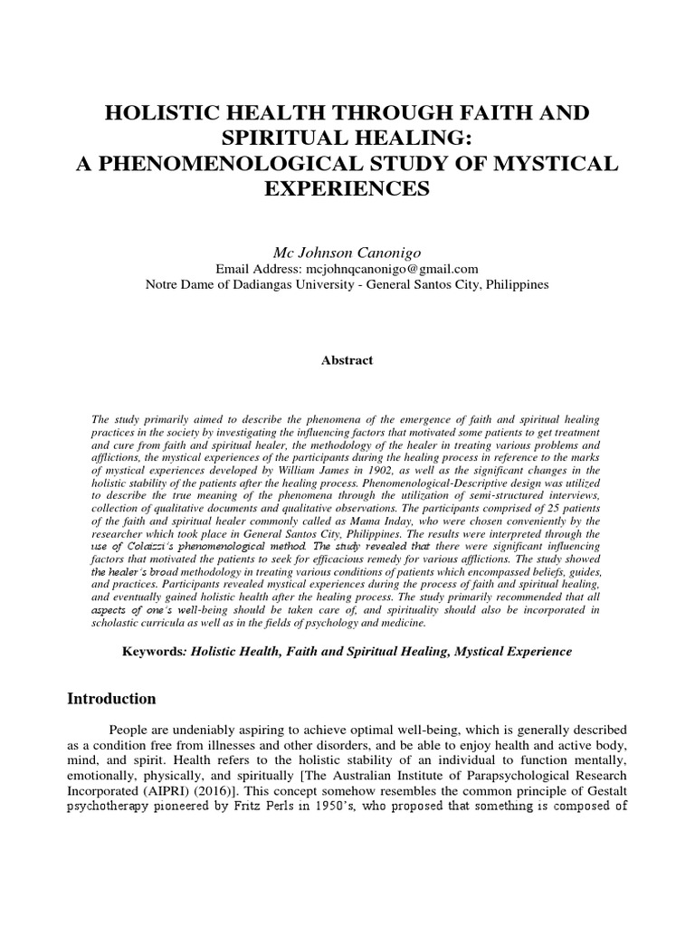 Holistic Health Through Faith and Spirit | PDF | Faith Healing ...