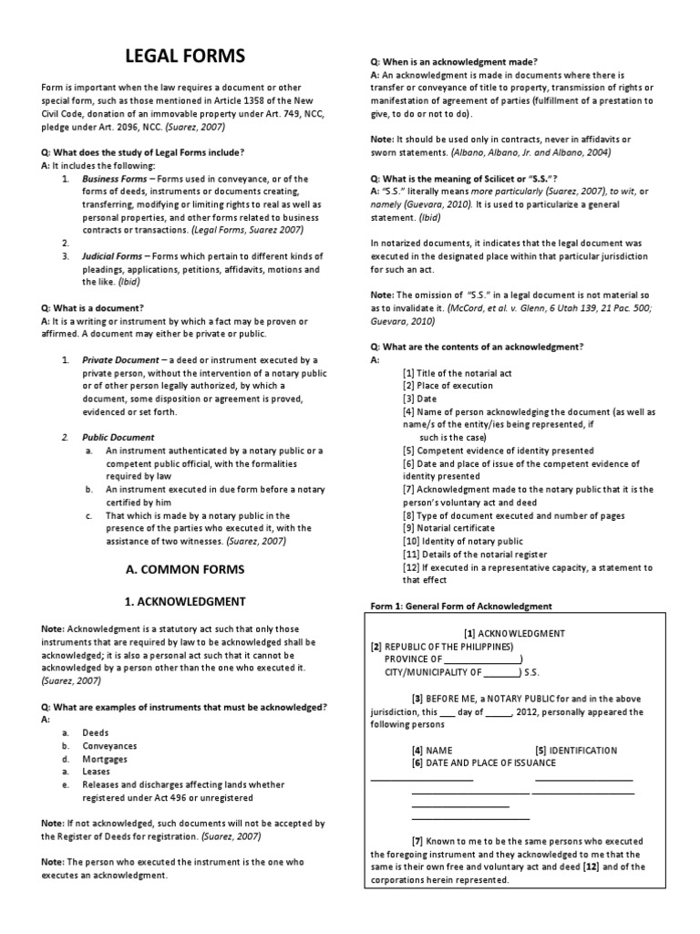 Understanding Legal Forms in the Philippines | PDF | Affidavit | Notary ...