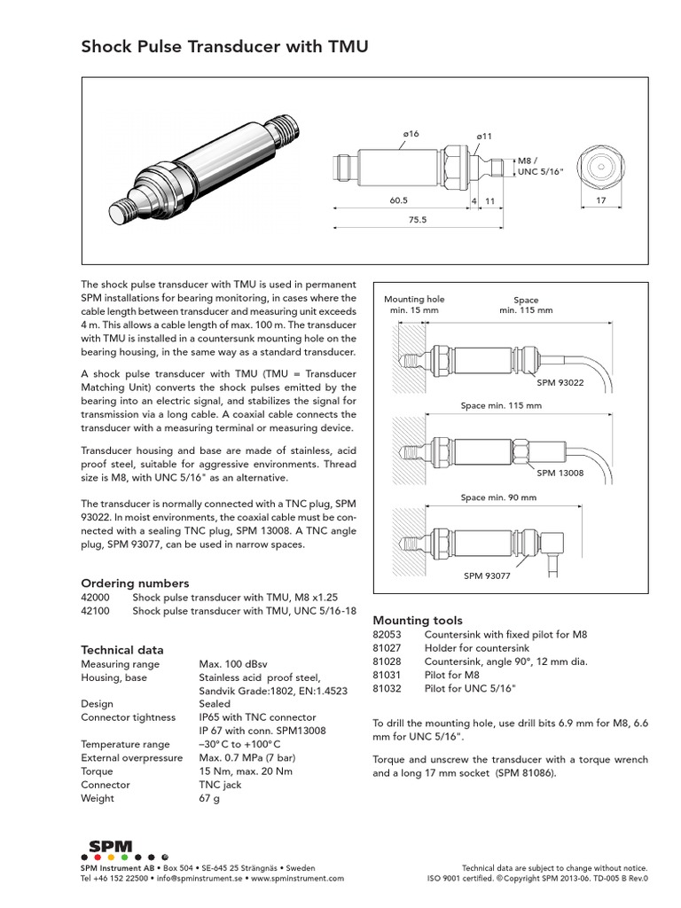Td005b - Sensor SPM 42000 | PDF | Coaxial Cable | Electrical Connector