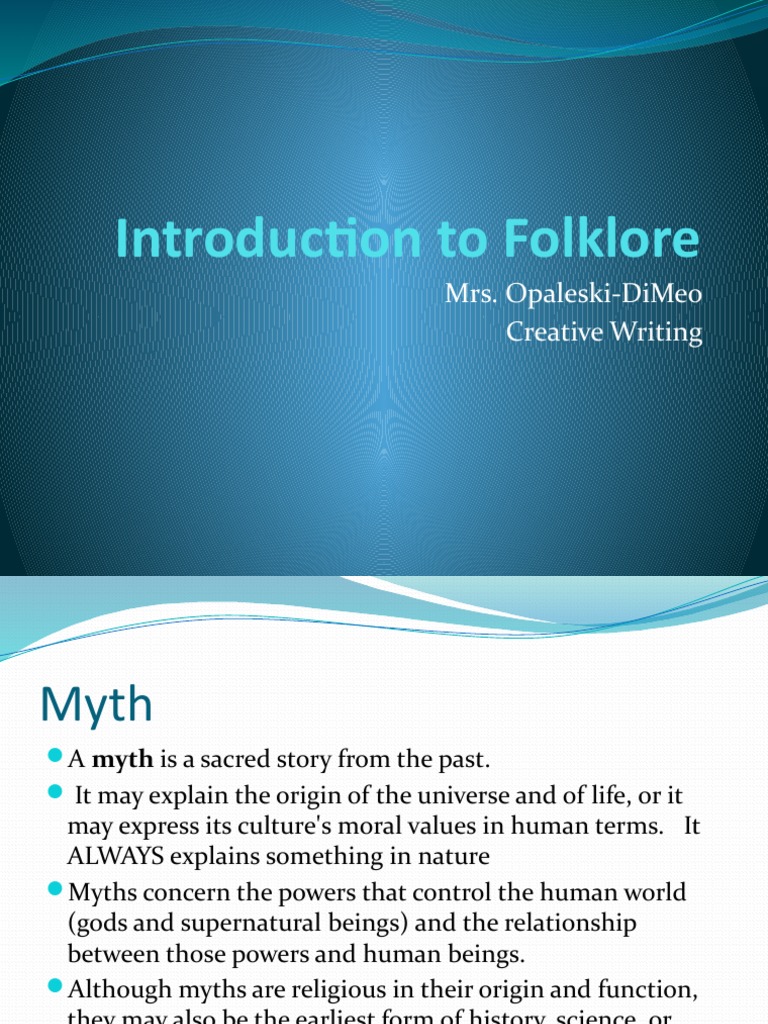 Introduction To Folklore: Mrs. Opaleski-Dimeo Creative Writing | PDF ...