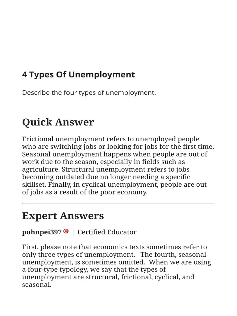 4 Types of Unemployment - ENotes | PDF | Unemployment | Social Science