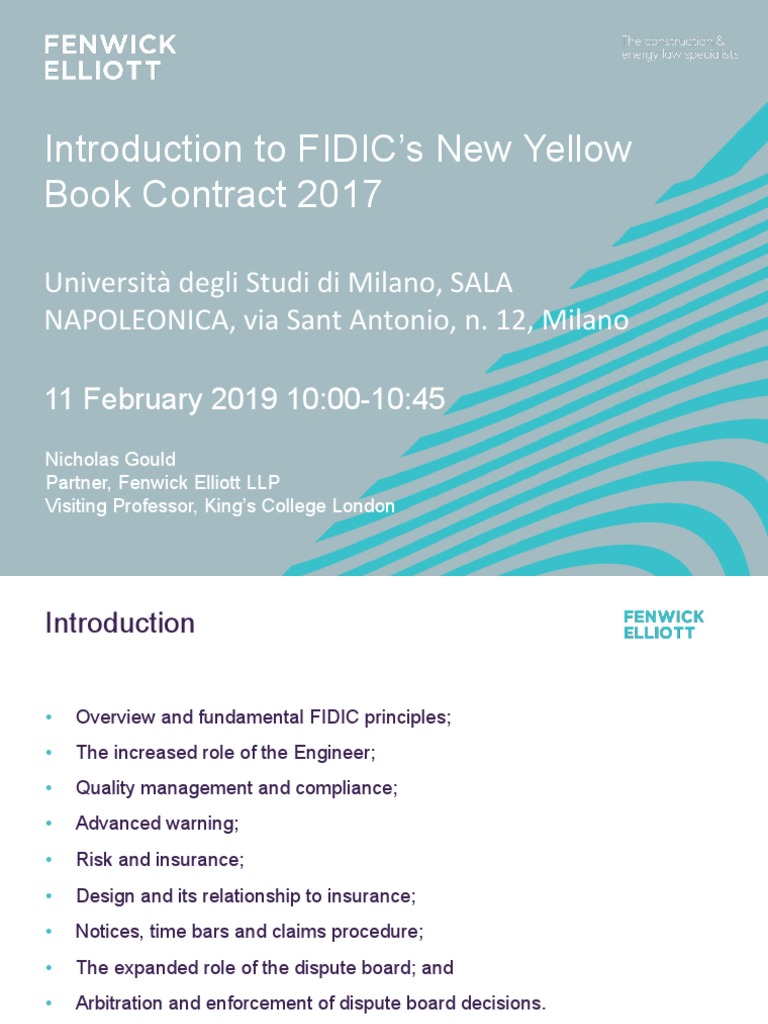 Introduction To FIDIC's New Yellow Book Contract 2017 | PDF ...