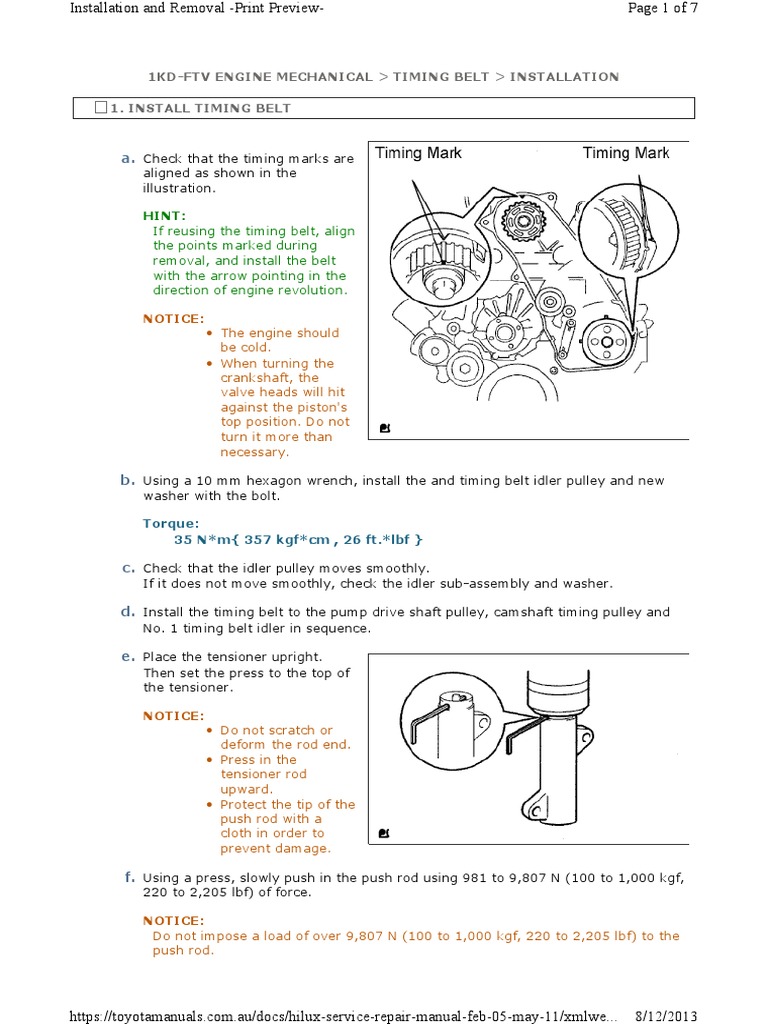 Timing Belt Installation PDF | PDF | Belt (Mechanical) | Propulsion