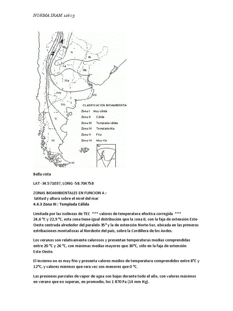 Norma IRAM 11603: Zona III Templada Cálida | PDF | Clima | Energía solar
