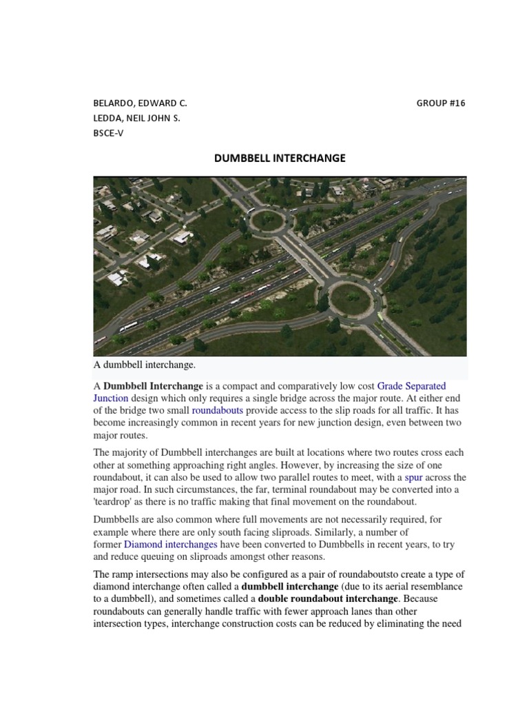 Dumbbell Interchange | PDF | Interchange (Road) | Streets And Roads