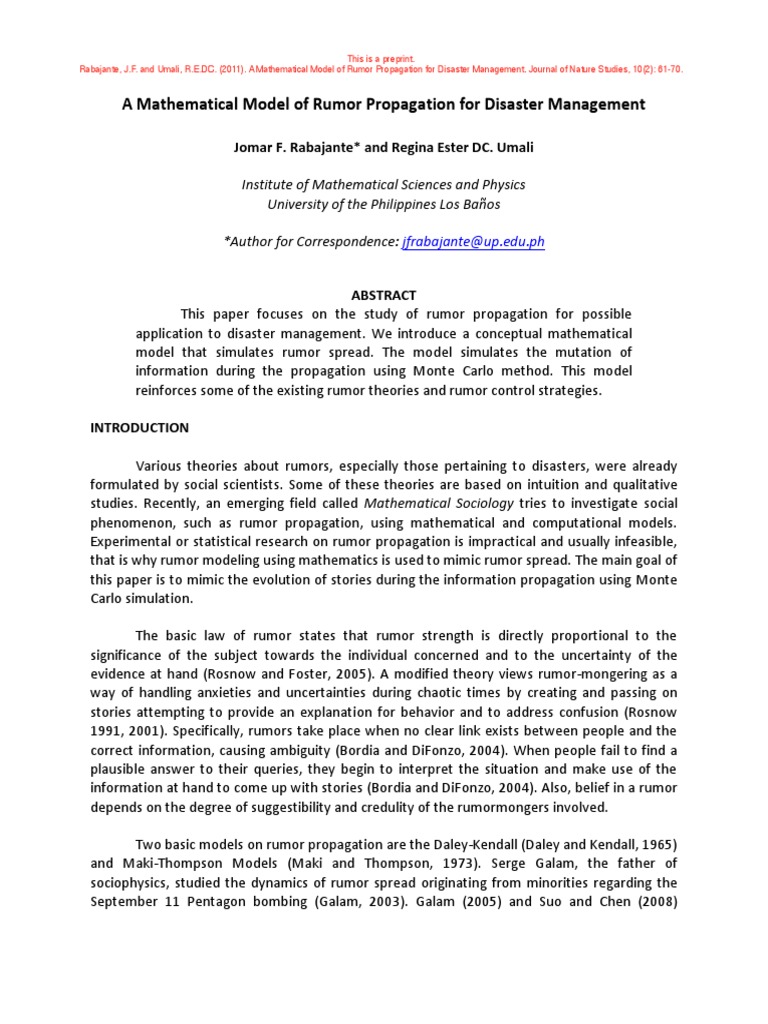 Evolution of Stories | PDF | Rumor | Mathematical Model