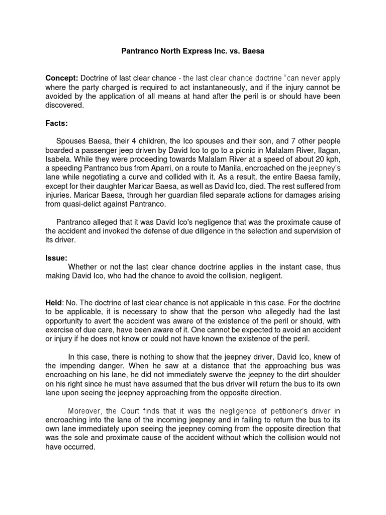 Pantranco North Express Inc. vs. Baesa | PDF | Negligence | Private Law