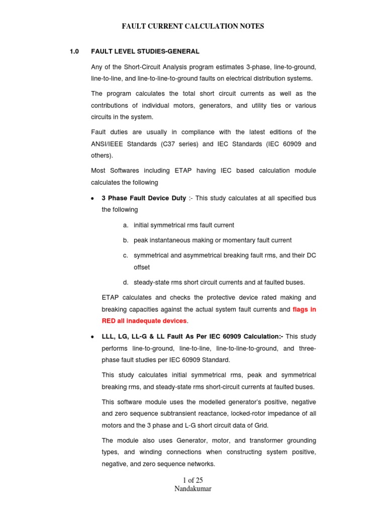 Fault Current Calculation Notes Summary | PDF | Root Mean Square ...
