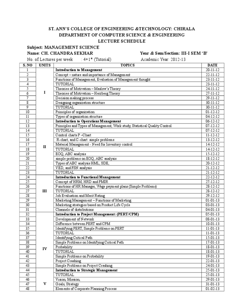 No. of Lectures Per Week: 4+1 (Tutorial) Academic Year: 2012-13 | PDF ...