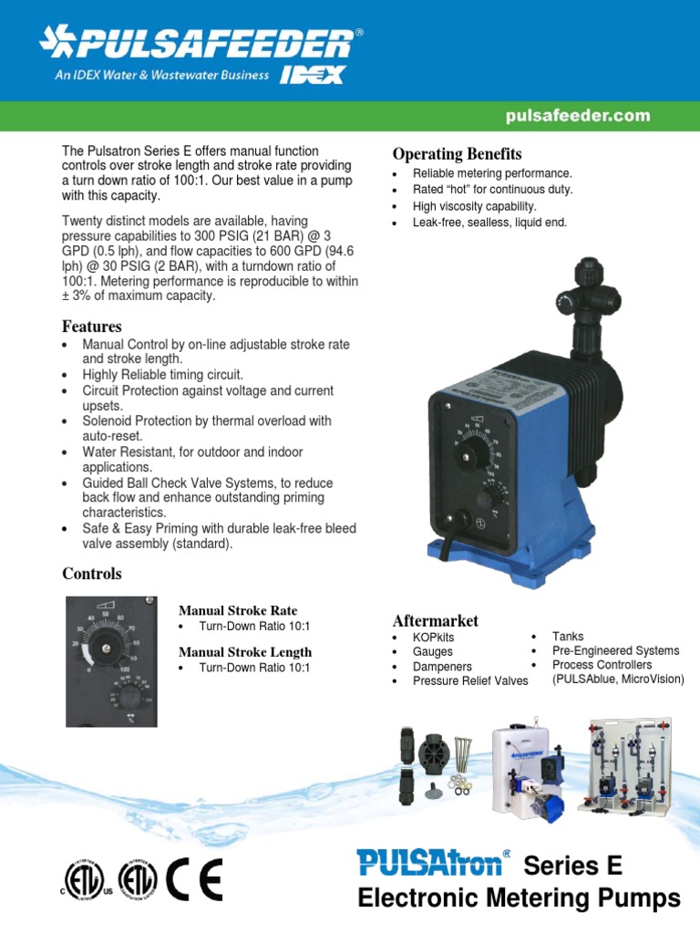 Pulsatron Series E Specifications en | PDF | Valve | Pump