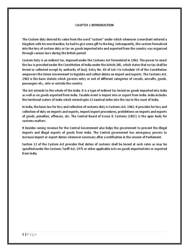 Introduction to Custom Duties | PDF | Customs | Tariff