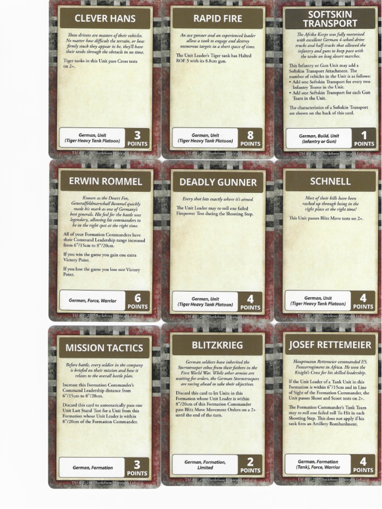 Afrika Korps Command Cards | PDF
