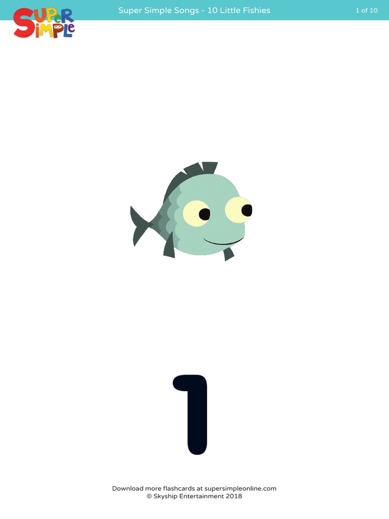 10 Little Fishies Counting Flashcards PDF | PDF