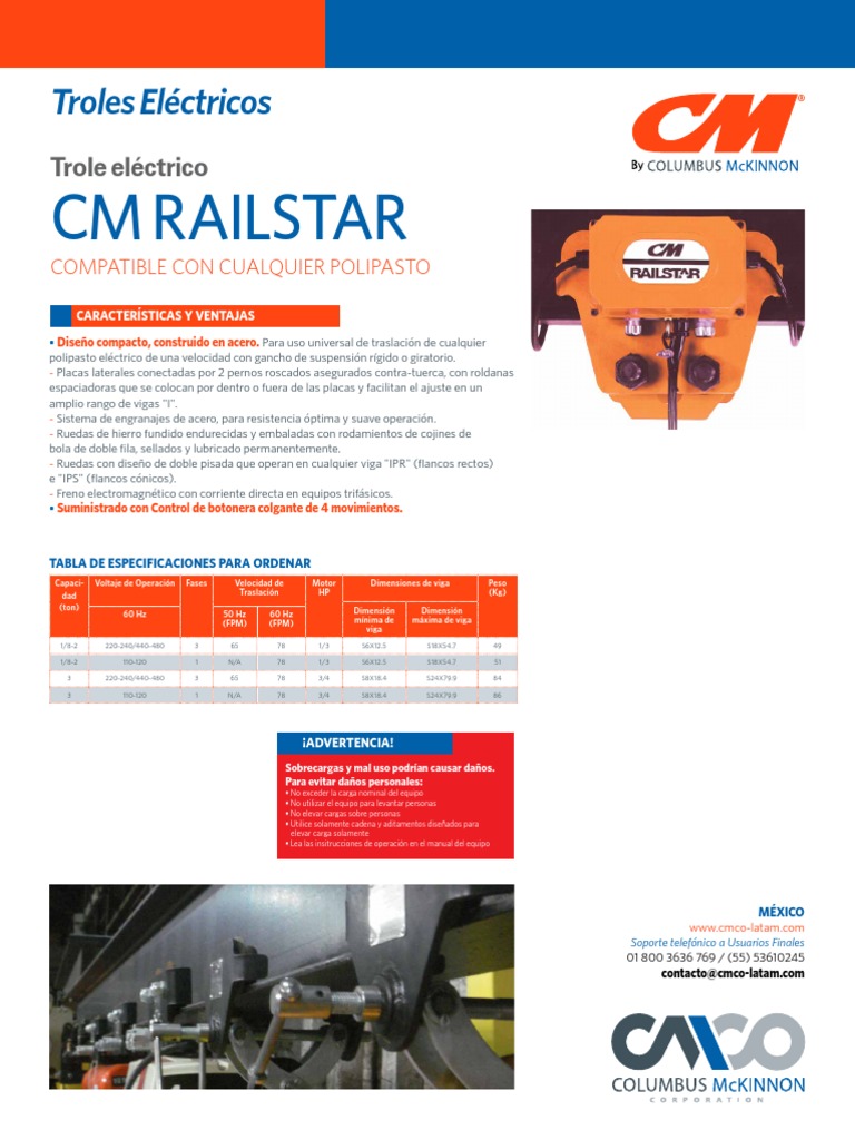 Manual Troley Electrico 1 - 8-2 Railstar | PDF | Ingeniería mecánica | Bienes manufacturados