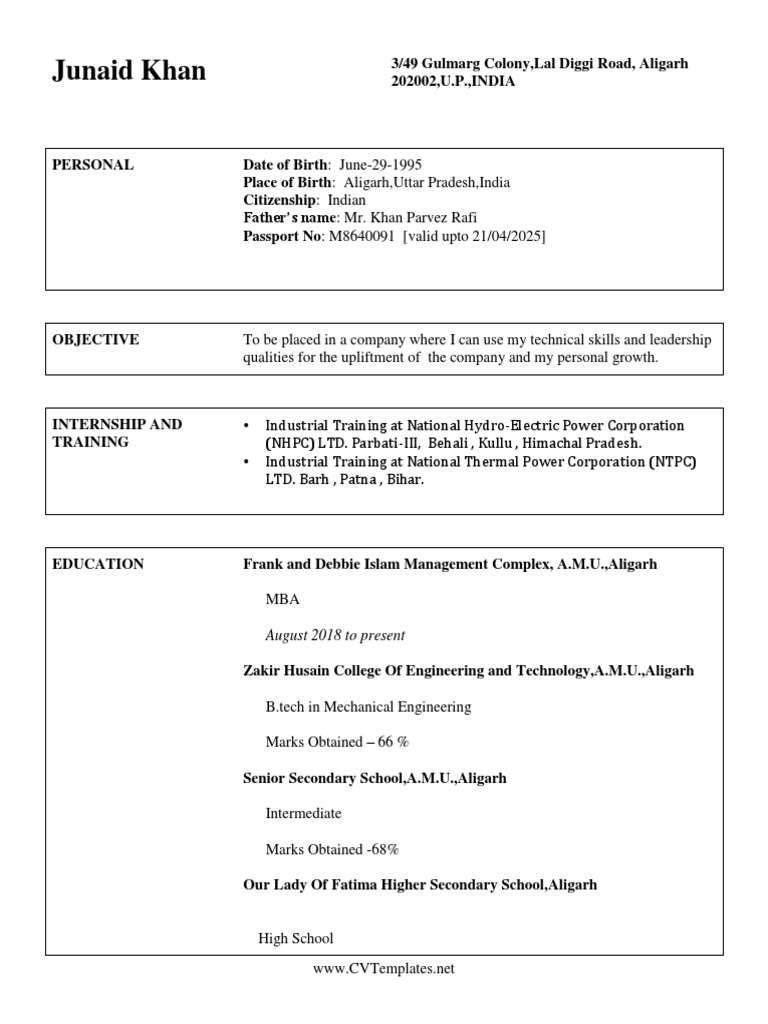 Junaid Khan CV 2019 | PDF | Engineering